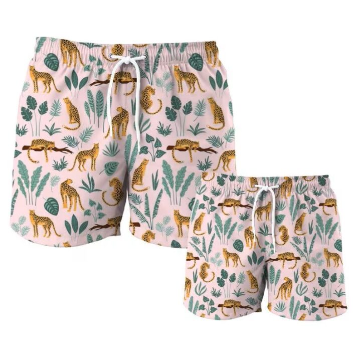 Matching Swim Trunks - Pink Cheetah - Tiny Tots Kids