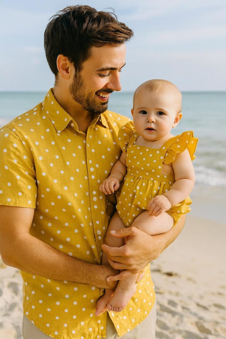 Father Daughter Outfit - Yellow Polka Dot - Tiny Tots Kids