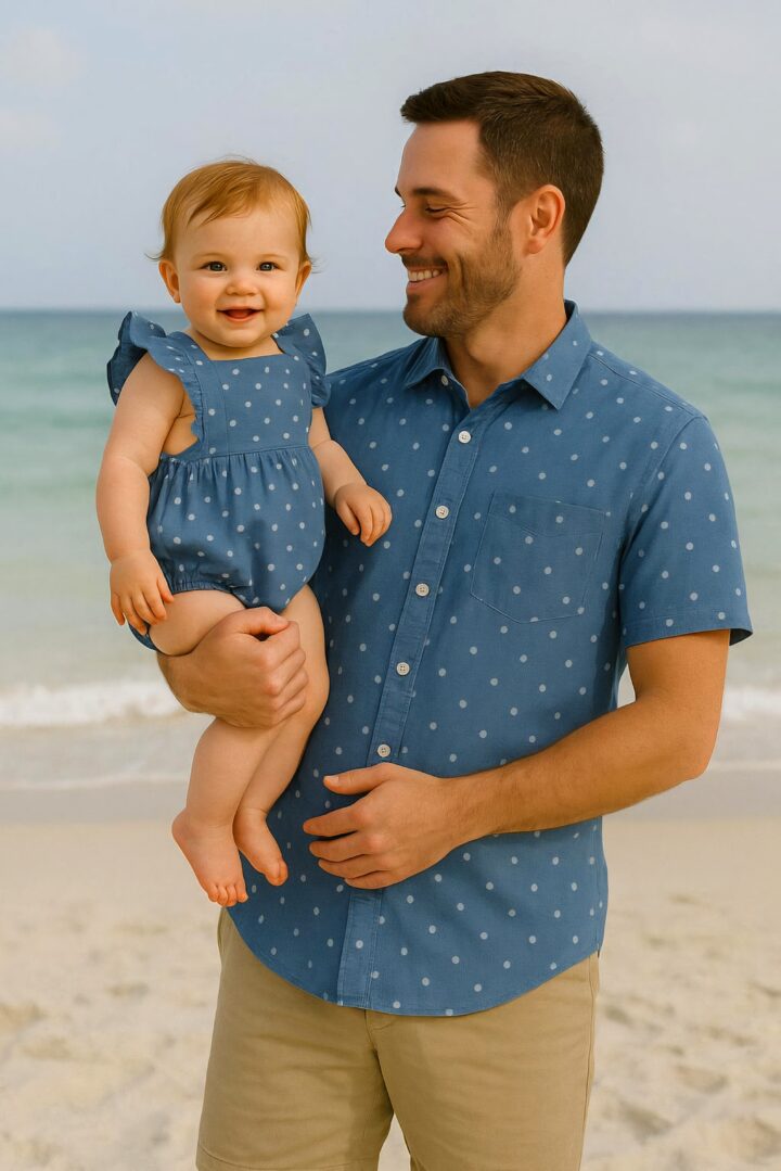 Father Daughter Outfit - Blue Polka Dot - Tiny Tots Kids